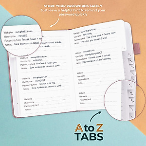 Clever Fox Password Book with alphabetical tabs. Internet Address Organizer Logbook. Small Pocket Password Keeper for Website Logins (Rose Gold)