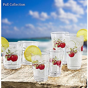 Reston Lloyd Drinkware Harvest Apple Collection by Sandy Clough Acrylic Stemless Wine Glasses, 16-Ounce, Set of 4, 16 oz, Clear