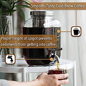 BTaT- Cold Brew Coffee Maker, 1 Gallon Mason Jars Drink Dispenser, Gallon Cold Brew Coffee Maker, Iced Tea Maker, Cold Brew Coffee Carafe, Beverage Dispenser, Glass Dispenser, Cold Brew System