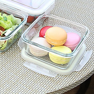 R.repad yay Square Glass Food Storage Containers, Small Square Glass Containers With Airtight Lids, 14oz Glass Meal Prep Containers, Glass Leak-proof Soup Container, Microwave Freezer Safe -(4PC)