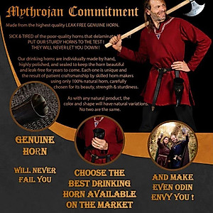 Mythrojan Viking Drinking Horn Black Medieval Beer Drinking Horn Authentic Drinking Horn with Strap Norse Beer Horn Large Drinking Horn Mug Viking Ale Horn Cup 500 ml Viking Drink Horn Replica 16oz