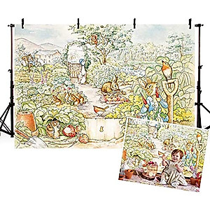 Rabbit Backdrops for Photography Baby Bunny Happy Birthday Party Decorations Background Spring Easter Photo Background Kids Newborn Party Supplies Custom Banner Video Studio Props