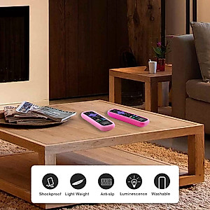ONEBOM （2 Pack） Roku Remote Cover, Battery Case for TCL Roku Smart TV Steaming Stick Remote, Pink Silicone Roku tv Remote Case Glow in The Dark(Glow Pink+Rose Red)