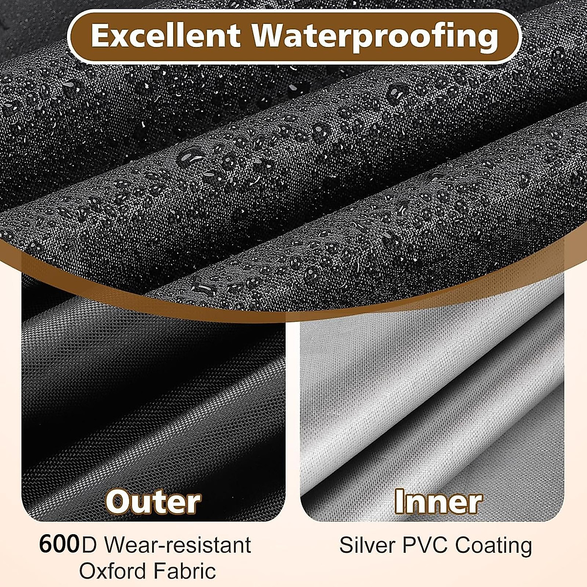 AZKDCL Patio Table Covers for Outdoor Furniture 260x100x100cm/LxWxH Waterproof Weatherproof Rectangular Cover 600D Heavy Duty Furniture Covers Tear Resistant Outdoor Table Cover