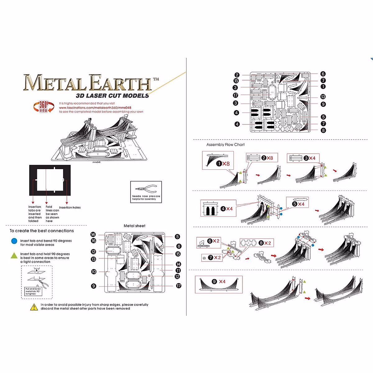 Fascinations Metal Earth Brooklyn Bridge 3D Metal Model Kit