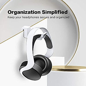 NexiGo PS5 Headphone Holder, [Minimalist Design] Mini Headphone Hanger with Supporting Bar, for Sony Playstation 5 Gaming Headset, White