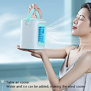 Portable Air Conditioner Cooling Fan, Personal Desk Misting Humidifier Fan Mini Air Conditioners Evaporative Air Cooler Small Fans with LED Light for Room Office, Outdoor Air Conditioner for RV