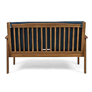 Christopher Knight Home Grace Outdoor Acacia Wood Loveseat, Brown Patina an Dark Teal