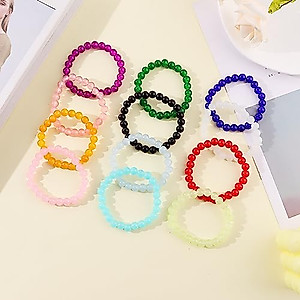 FINZOR 24Pcs 8mm Beaded Stretch Bracelet Handmade Round Glass Bracelet for Women Multicolor Matte Beads Elastic Bracelet Shining Beads Wristband Valentines Jewelry