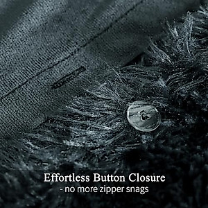 Aisbo Faux Fur Duvet Cover Queen - Fuzzy Plush Shaggy Duvet Cover Queen Size with Button Closure, Soft Fluffy Comforter Cover Set 90x90 Inches with 2 Pillow Shams for Winter, Grey