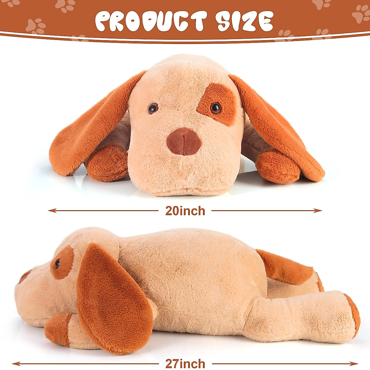 Large Dog Weighted Plush, 27 inch 5 lbs Dog Weighted Stuffed Animals for Kids Girls Adults Birthday Gift, Cute Charlie Dog Plush Toy Pillow Party Decorations