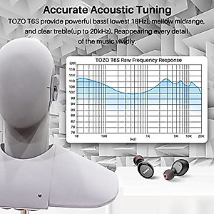 TOZO T6S Bluetooth 5.2 2022 New Version True Wireless Earbuds Environmental Noise Cancellation Stereo Headphones Built in Mic Headset Premium Sound with Deep Bass Support APP Control for Sport