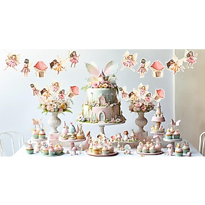 Fairy Birthday Banner Cute Fairies 1st Birthday Party Supplies | Baby Shower| Birthday Decorations for Garden Theme Party