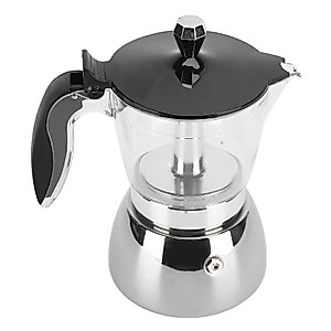 Fdit Classic Stovetop Maker, 6 Cups Stainless Steel Coffee Pot Italian Octagonal Household Brewing Cup Coffee Moka Pot