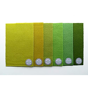 Sue Spargo 1/64 Cuts of Merino Wool Fabric, Pack of Six Colors - Greens