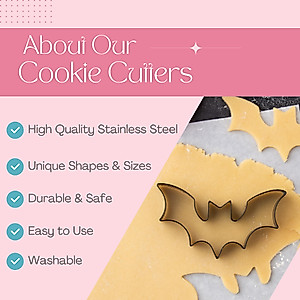 Cookie Cutter Kingdom, Bat Cookie Cutter, Halloween, Stainless Steel, Beautful Coated Finish, Mold for Cakes Biscuits and Sandwiches (Bat - Single)