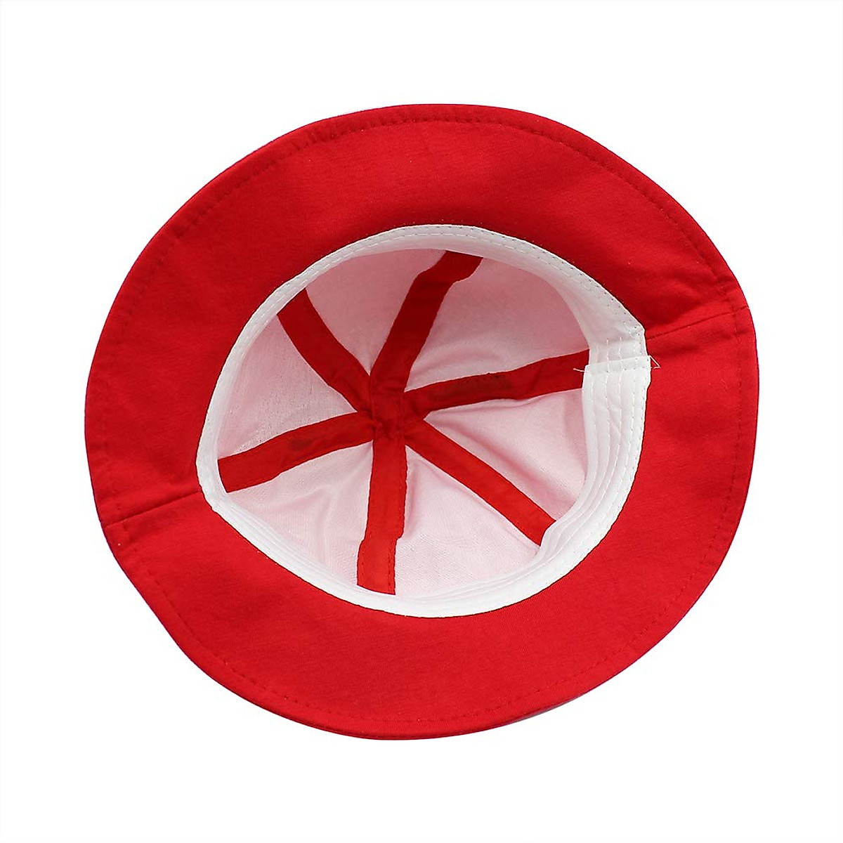 Wide Brim Sun Protection Hat Cute Mouse Ear Bucket Hat Camping Cap with Bow for Kids Toddler Red