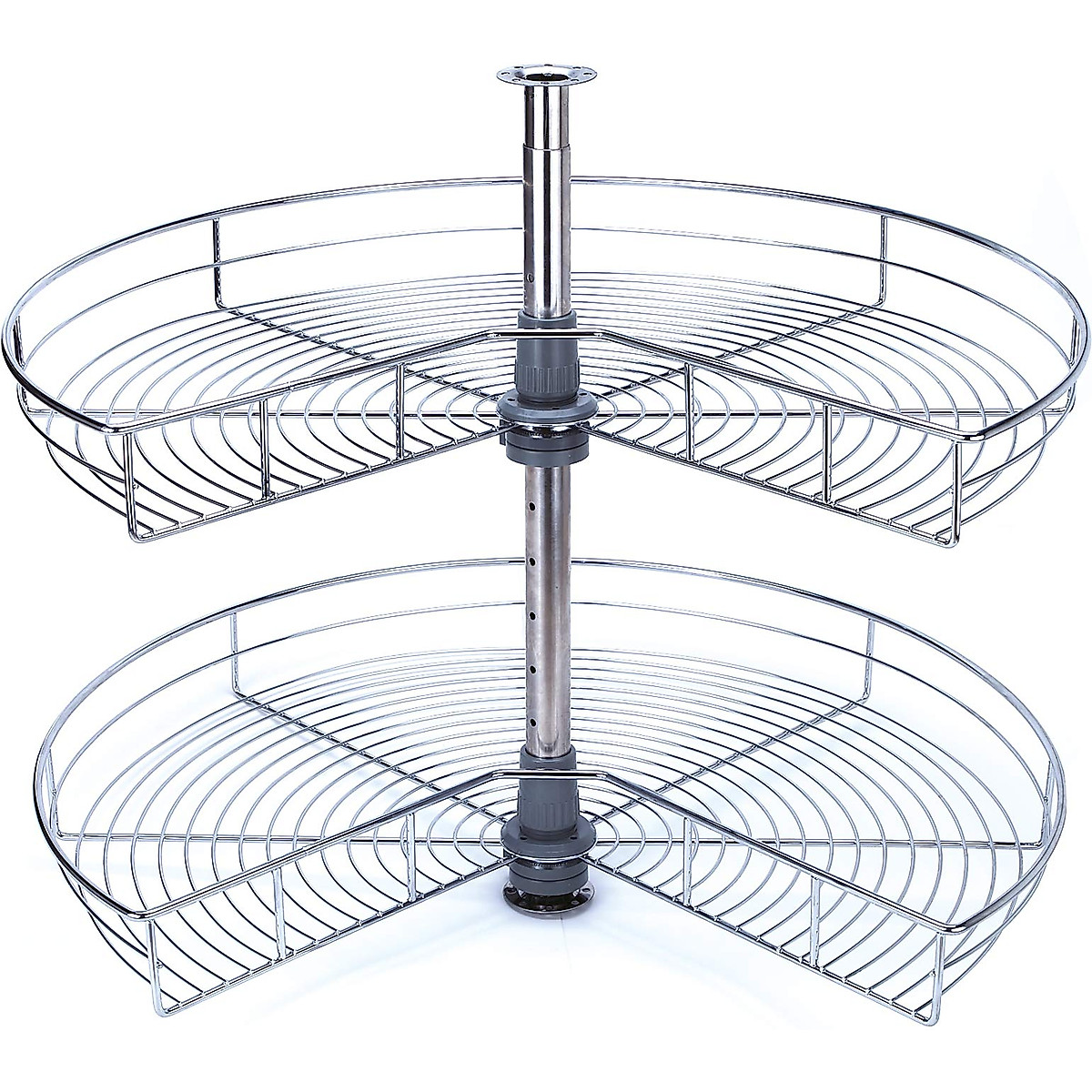 Silverline 32" Cabinet Kidney Shape Wire Chrome Double Rack Kitchen Lazy Susan Turntable 2 Shelf Set