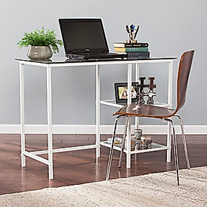 SEI Furniture Layton Metal/Glass Student Desk, White