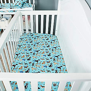 Crib Sheet - Fitted Crib Sheet Baby Sheet for Standard Crib and Toddler mattresses Nursery Bedding Sheet Crib Mattress Sheets for Boys and Girls 1 Pack Dog Toddler Sheet by UOMNY