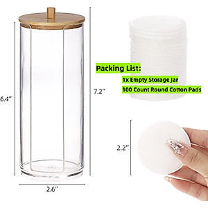 Cotton Pads Holder Set, Cotton Rounds Organizer Bathroom Clear Cotton Pads Storage Jar, 100pcs Cotton Pads