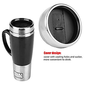 Yosoo Health Gear 450ml Car Travel Heating Mug, Travel Car Electric Cup, Stainless Steel Car Heated Kettle with Car for Heating Water Coffee Tea Milk (12V)