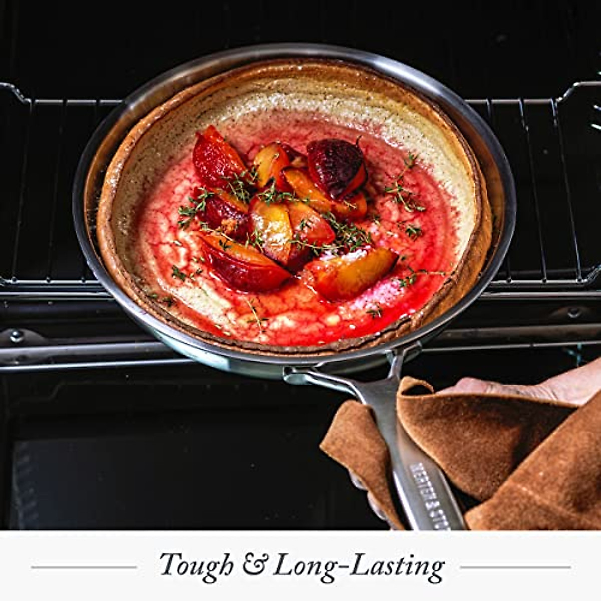 Merten & Storck Tri-Ply Stainless Steel 8" Frying Pan Skillet, Professional Cooking, Multi Clad, Heats Evenly, Drip-Free Pouring Edges, Browning, Induction, Durable, Oven & Dishwasher Safe