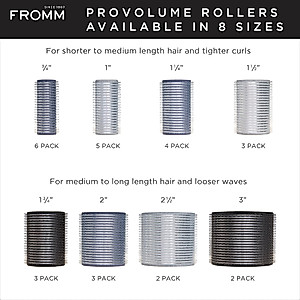 Fromm ProVolume 2" Self-Grip Ceramic Ionic Thermal Hair Rollers, 3 Count Large Salon Quality Hair Curlers for Medium and Long Hair, Blowouts, Curtain Bangs