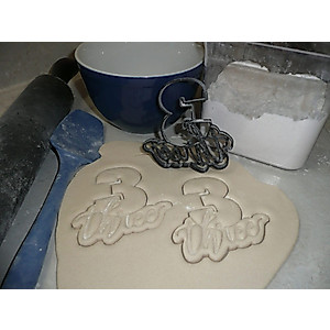 NUMBER THREE 3 WITH WORD BIRTHDAY ANNIVERSARY PARTY AGE DETAILED COOKIE CUTTER MADE IN USA PR2404