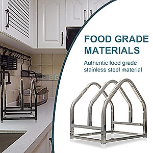 Hemoton Pot Lid Organizer Kitchen Plate Rack Holder Rest Chopping Cutting Board Holder Stand Storage Chopping Board Pots Pans Serving Trays (Sliver)