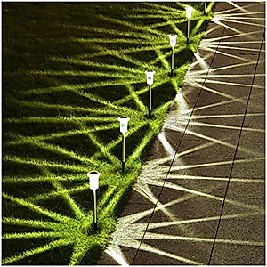 Gorrzai Solar Outdoor Lights 10 Pack Pathway Solar Lights LED Waterproof Stainless Steel Garden Stake for Pathway, Walkway, Sidewalk, Driveway, Lawn (Warm White)