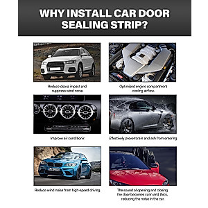 ESEWALAS 10FT/20FT Universal Automotive Door Seal Strip,U-Shape Car Door Rubber Seal Strip Trim Seal with Side Bulb,Self-Adhesive Car Weather Stripping Seal Strip,Home Applications (20Ft)