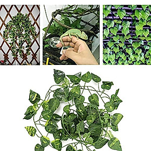 Repta Vines Flexible Bend Long Vines Artificial Fake Leaves Habitat Decor for Lizard Frogs Snakes and More Reptiles(Green Leaf)