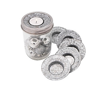Mason Jar Lifestyle Tea Light Candle Holder Metal Lid Inserts for Mason, Ball, Canning Jars (6 Pack, Wide Mouth)
