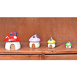 SUN-E 4 Color&Size in Set Miniature Fairy Garden Mushroom House Ornament Outdoor Decor Home Office School Decoration