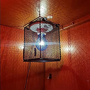 Wadoy Reptile Heater Guard, Heat Lamp Light Cage for Reptile, Heating Anti-Scald Burn Protective Lampshade Mesh Cover, Day Night Ceramic Light Bulb Heater Guard, Cubiod