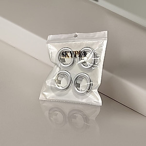 SKYPIA 4 Pcs Sink Overflow Ring Set Bathroom Accessary Kitchen Bathroom Sink Basin Overflow Cover Vanity Sink Overflow Cover (Silver)