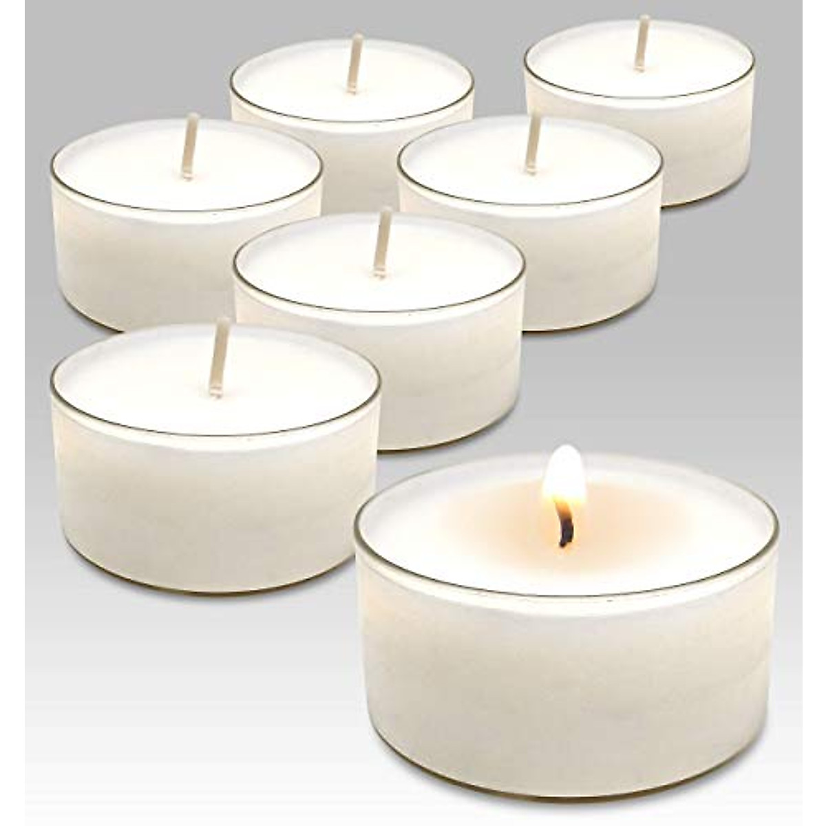 Hyoola Pure Jumbo Tealight Candles - 100% Natural Candles Non Toxic - 10 Hour XL Vegan Tea Lights Candles in Clear Cup - 8 Pack