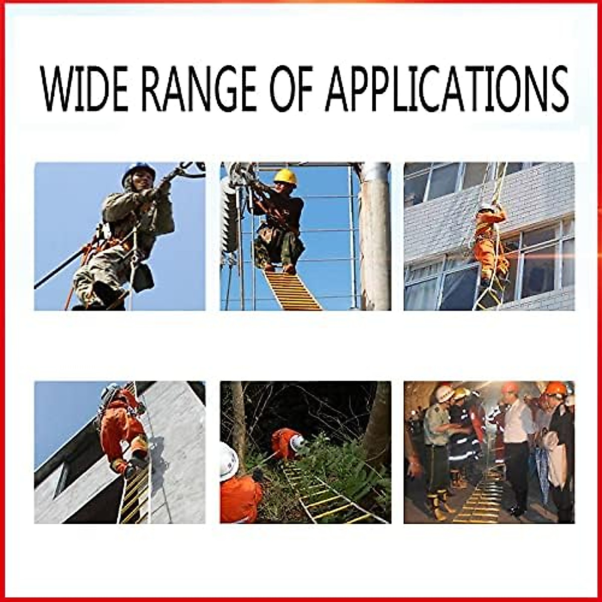 SUTON Emergency Fire Escape Ladder Flame Resistant Safety Rope Ladder with Hooks Fast to Deploy & Easy to Use Compact & Easy to Store Withstand Weight up to 2000 pounds (13ft)