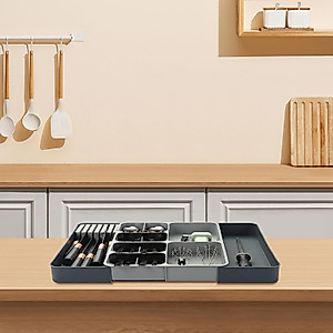 SEVEN LUCKY LIGHT Silverware Organizer Expandable Cutlery Drawer Organizer Food Grade PP5 Utensil Drawer Organizer BPA Free