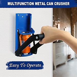 16 oz Metal Can Crusher, Heavy-Duty Wall-Mounted Smasher for Aluminum Seltzer, Soda, Beer Cans and Bottles for Recycling, Gadgets for Home (Blue)