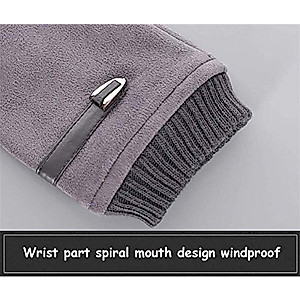 XJXJ Suede Gloves Men's Autumn and Winter Windproof Warm Non-slip Touch Screen Plus Velvet Thickening Riding Motorcycle. anti arthritis gloves (Color : Grey)