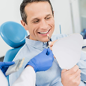 Jetec 2 Pieces Tooth Shaped Handheld Mirror Cute Makeup Mirror Hand Held Plastic Dental Mirrors with Handle Cosmetic Hand Mirror Back to School for Women Men Gifts(White, Purple)