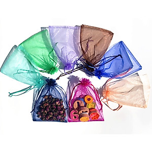 100 pieces of 5x7 Inches Mixed Color Organza Bags party jewelry gift bags drawstring gift bags chocolate mesh Valentine's Day gift bags wedding bags sachets jewelry bags Random distribution (Mixed Color)