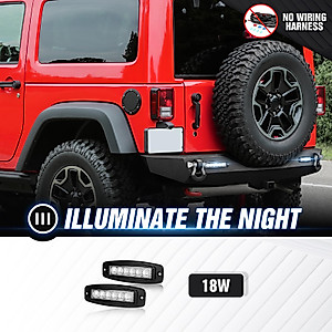 EYOUHZ Rear Bumper Compatible with 2007-2018 Jeep Wrangler JK JKU Unlimited Rock Crawler Rear Bumper Built-in 2" Hitch Receiver, D-Rings and 2 x 18W LED Lights for 2/4 Doors (Textured Black)