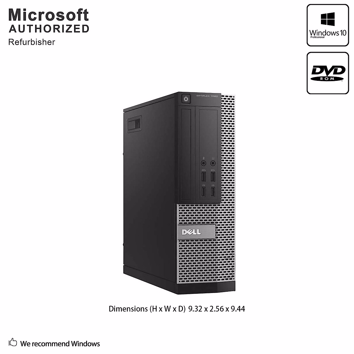 Dell OptiPlex 7020 Small Form Factor Desktop PC, Intel Quad Core I7-4790 up to 4.0GHZ, 12G DDR3, 1T, DVDRW, WiFi, BT, DP, VGA, Windows 10 Pro 64 Bit-Language Supports English/Spanish/French(Renewed)