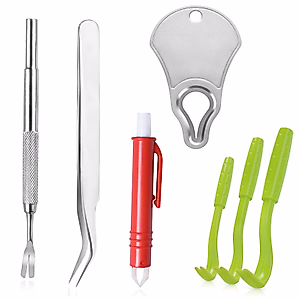 Mrcopetal Tick Remover Tool Kit, Stainless Steel Tick Tweezers + Remover Tick Key, 4 Pack Quick & Safe Tick Twister Removal Tools for Dogs Cats Humans