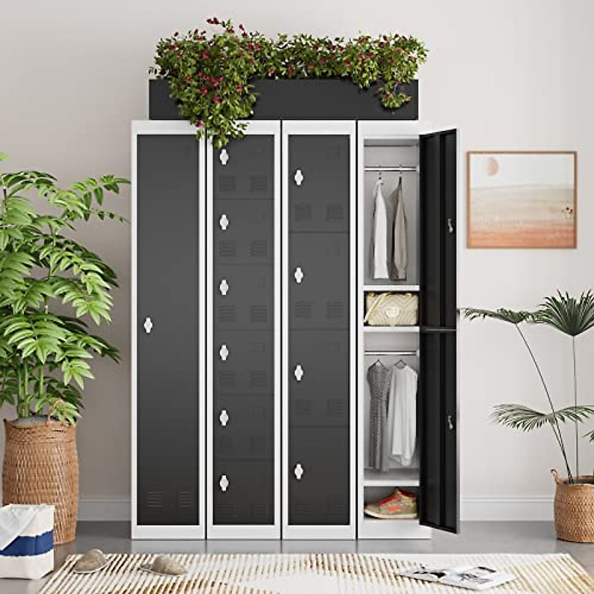 GangMei Locker Cabinet with 1 Door, Metal Locker with Doors for Employees Gym School Kids Office, Garage, Bedroom, Assembly Required