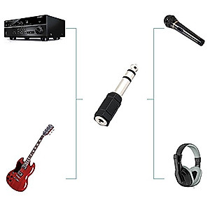 Nightwolf 5pcs 6.35mm 1/4 inch Male to 3.5mm 1/8 inch Female Stereo Audio Headphone Earphone Jack Adapter(Black)