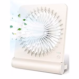 FERRISA Desk Fan, Small But Powerful, Portable Fan Battery Operated, 220° Tilt Folding Ultra Quiet Person Mini Fan, Strong Wind, 3 Speed Adjustable For Home Office Desktop Travel Camping (Beige)